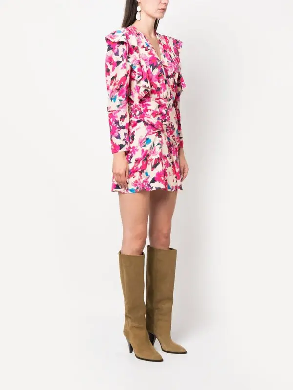 IRO PARIS Floral-print Gathered Minidress
