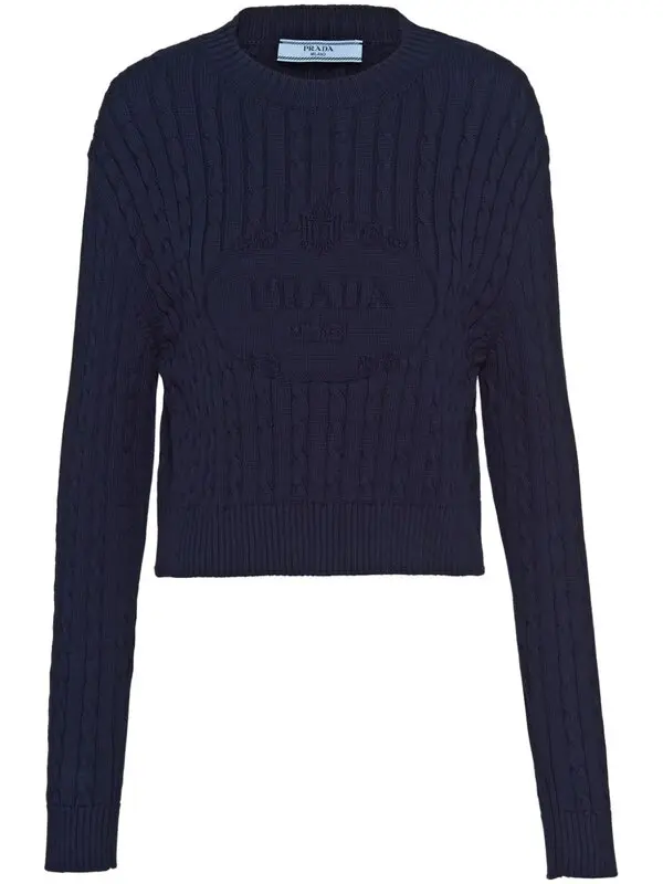 Prada Logo-intarsia Cable-knit Jumper