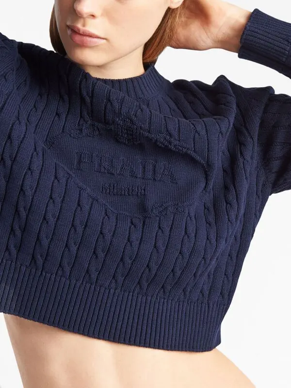 Prada Logo-intarsia Cable-knit Jumper