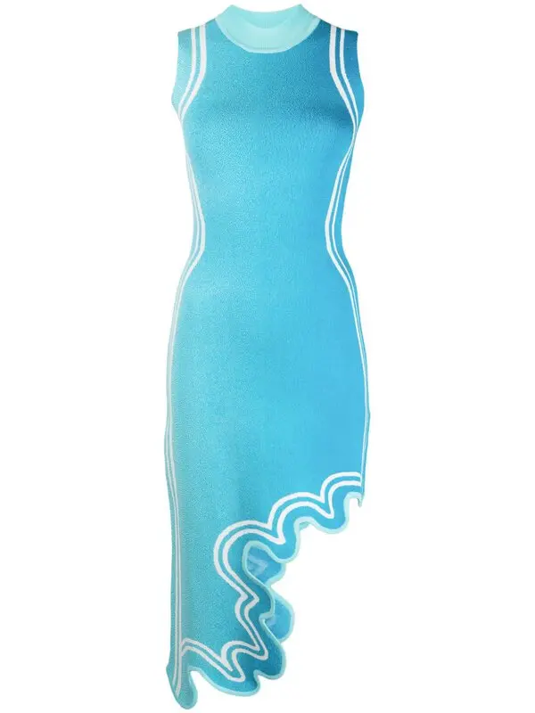 Ph5 Ydia Wave-print Asymmetric-hem Dress