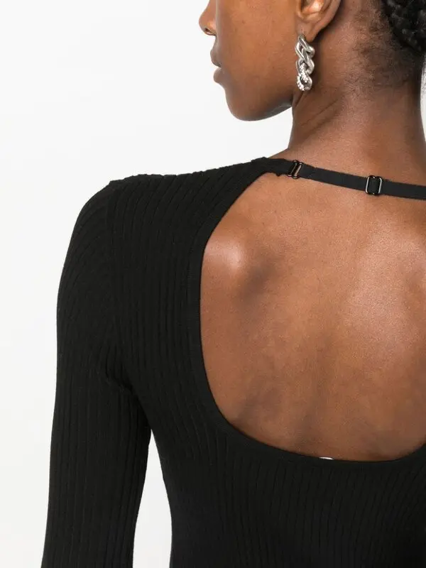 COURREGES Open-back Fine-ribbed Top