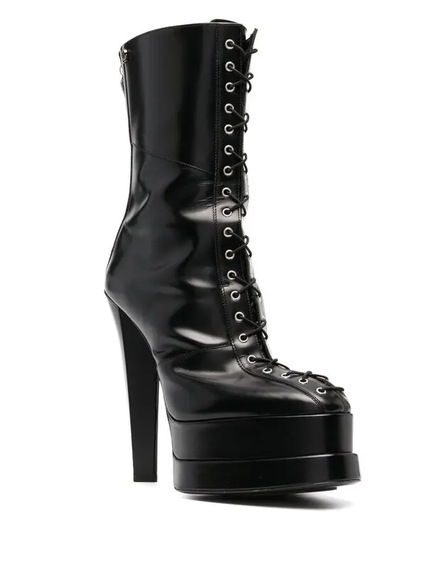 Roberto Cavalli Lace-up Leather Platform Boots