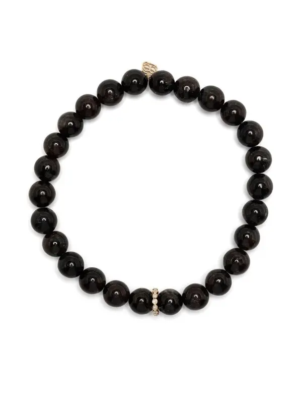 SYDNEY EVAN 14kt Yellow Gold Hypersthene Bead Bracelet - Black