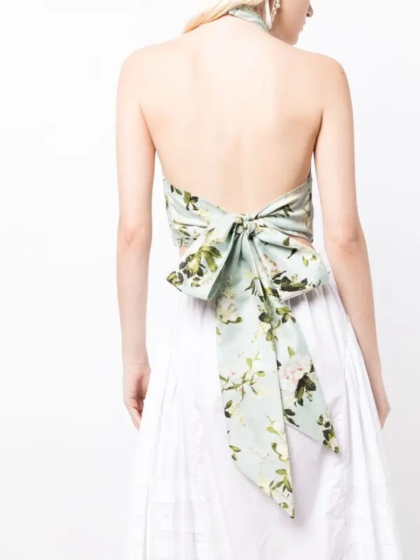 Erdem Luna Floral-print Top - Green