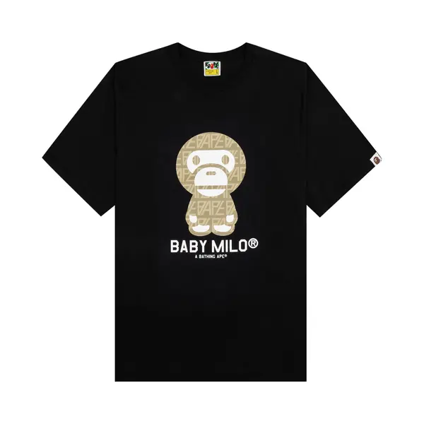 A BATHING APE Logo Monogram Baby Milo Tee /beige - Black