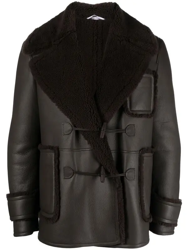 Thom Browne Shearling-collar Double-breasted Coat