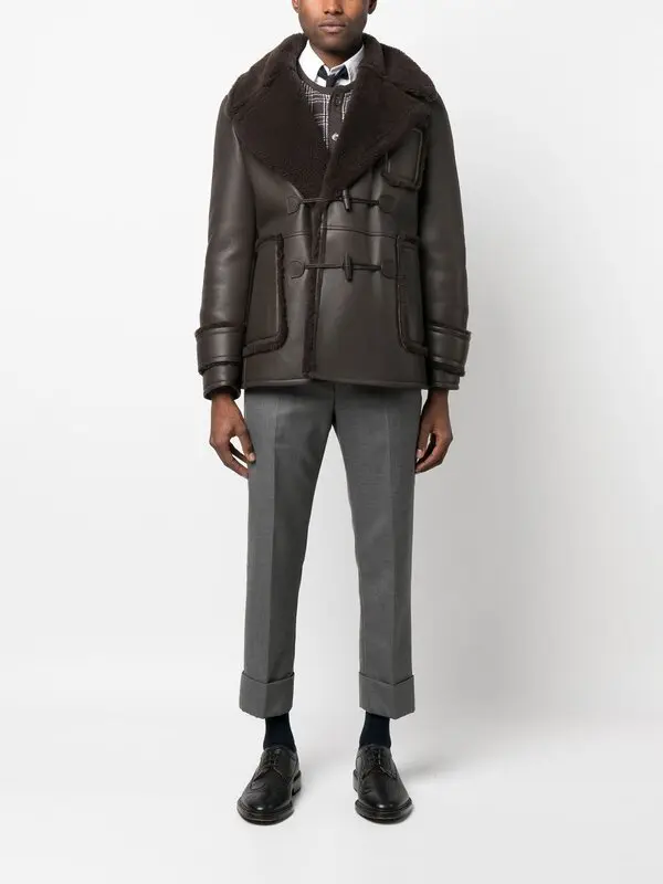 Thom Browne Shearling-collar Double-breasted Coat