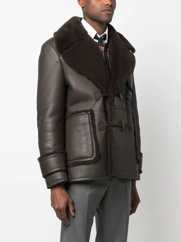 Thom Browne Shearling-collar Double-breasted Coat