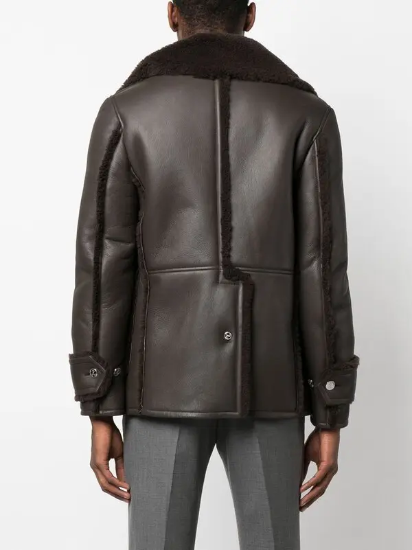 Thom Browne Shearling-collar Double-breasted Coat