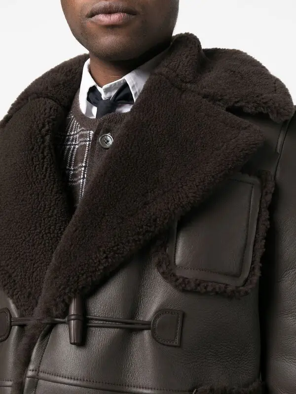 Thom Browne Shearling-collar Double-breasted Coat