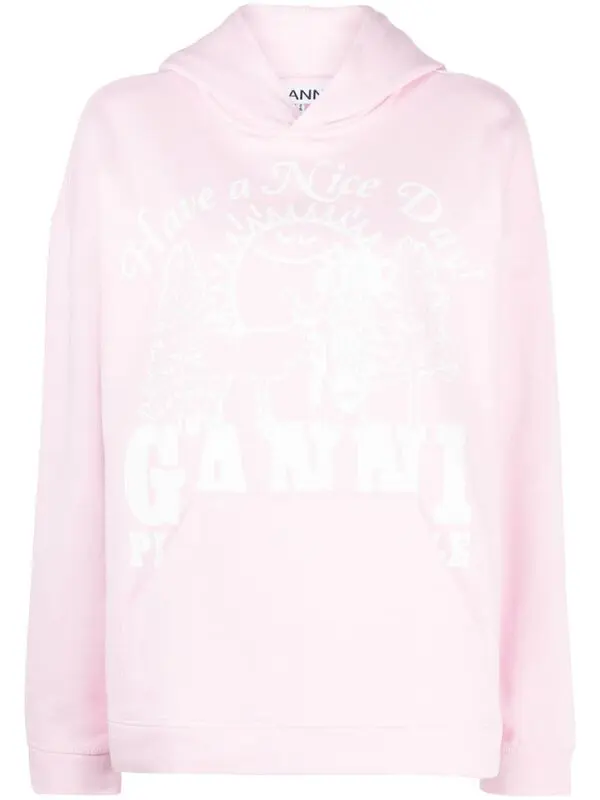GANNI Logo-print Organic Cotton Hoodie