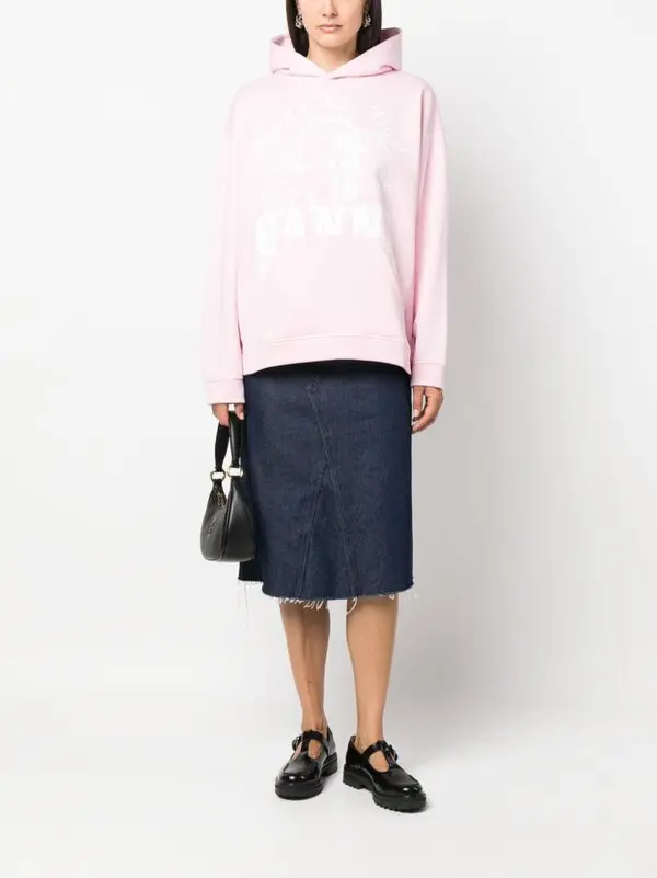 GANNI Logo-print Organic Cotton Hoodie