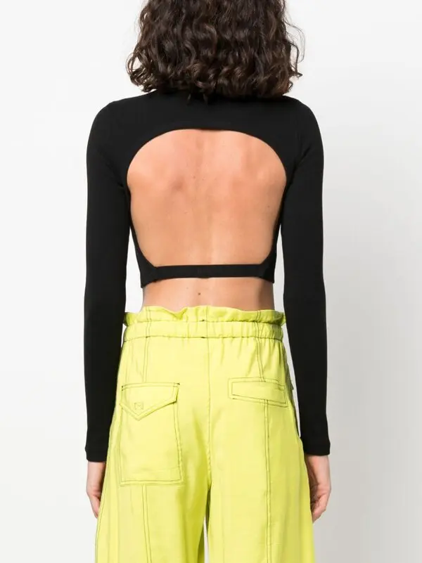 MSGM Cropped T-shirt With Cut-out Detail