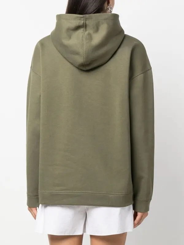 GANNI Logo-print Organic Cotton Hoodie - Green