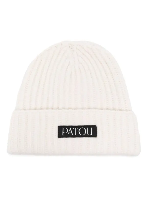 Patou Logo-patch Ribbed Beanie - White