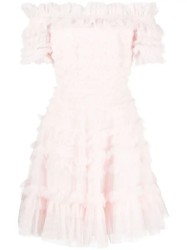 Needle Thread Lisette Off-Shoulder Ruffled Minidress In Pink