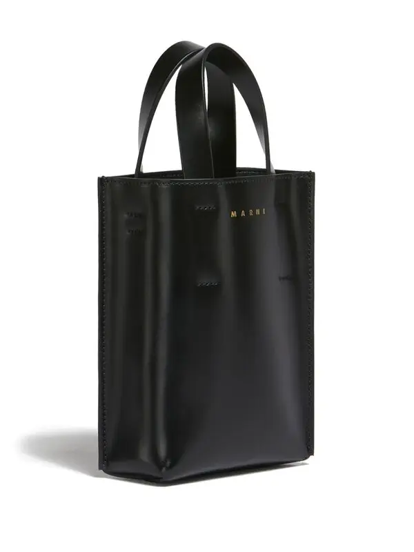Marni Nano Museo Leather Tote - Black | Editorialist