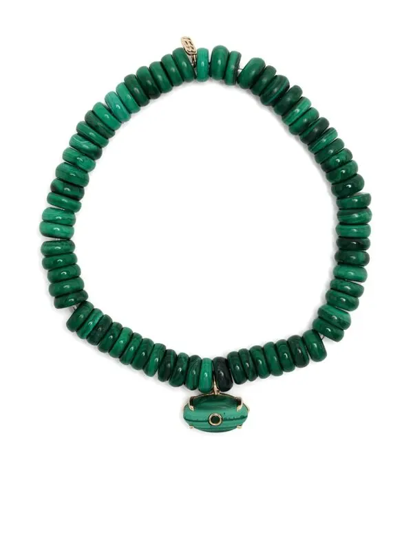 SYDNEY EVAN 14kt Yellow Gold Malachite Beaded Bracelet - Green