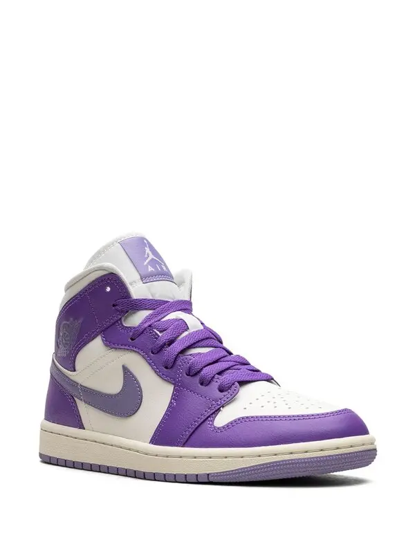 JORDAN Air 1 Mid Action Grape Sneakers - White