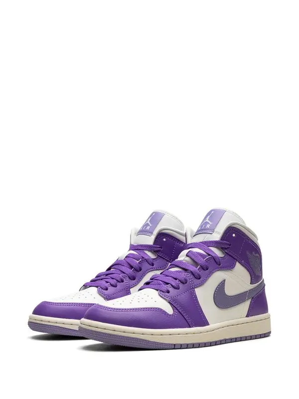 JORDAN Air 1 Mid Action Grape Sneakers - White