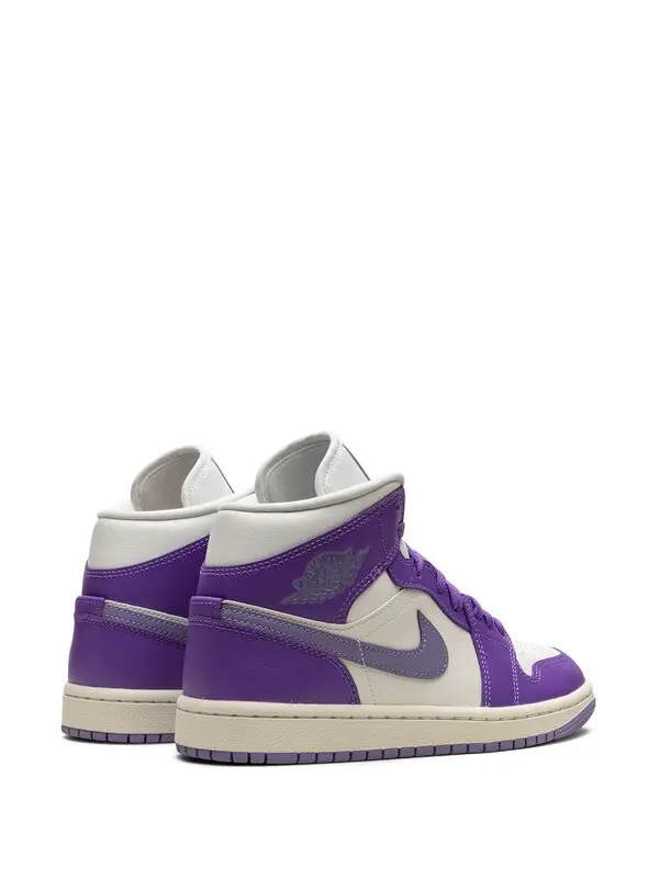 JORDAN Air 1 Mid Action Grape Sneakers - White