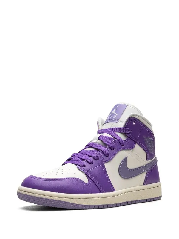 JORDAN Air 1 Mid Action Grape Sneakers - White