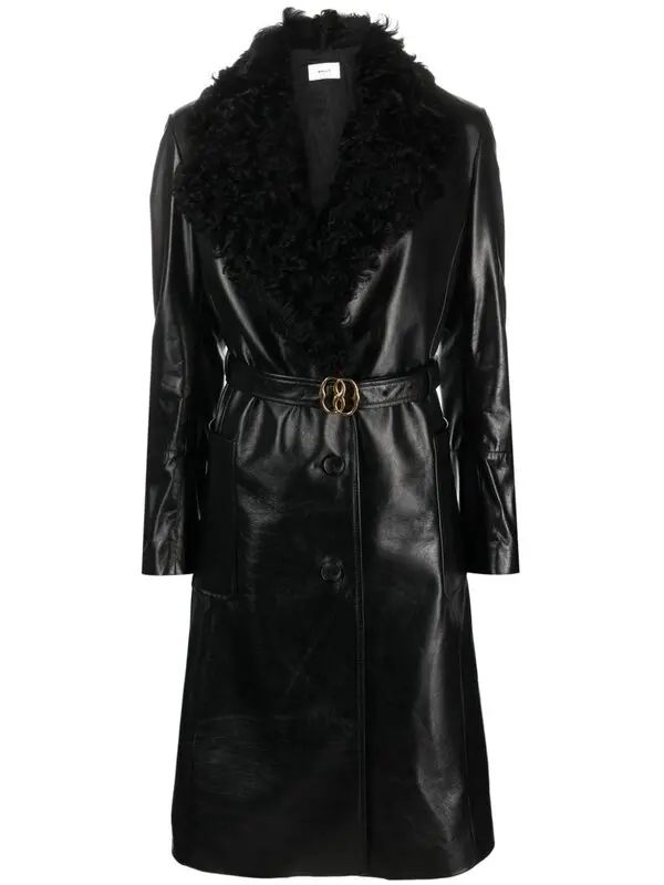 Bally Shearling-collar Leather Trench Coat