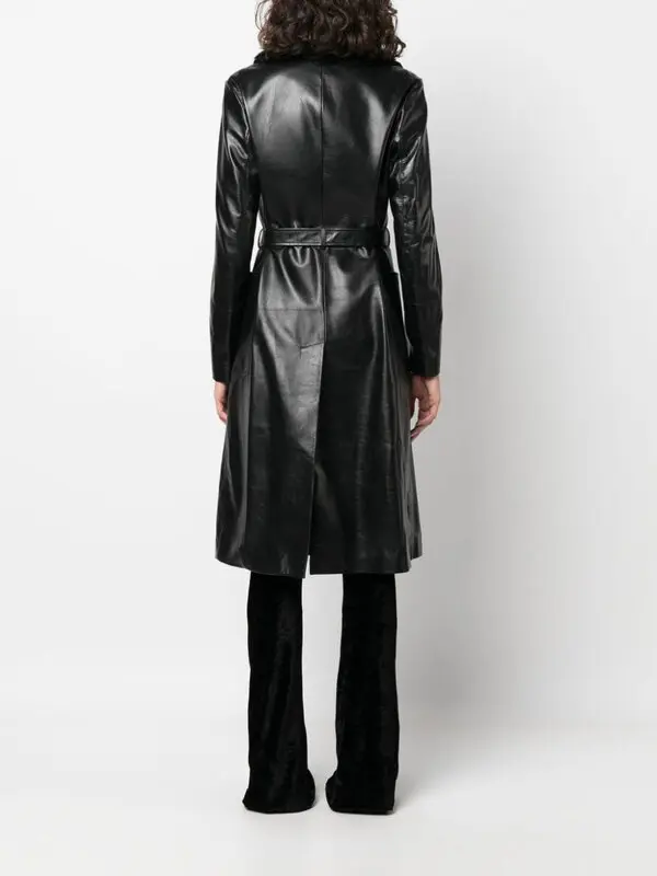 Bally Shearling-collar Leather Trench Coat
