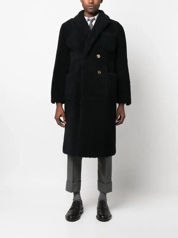 Thom Browne Shearling Double-breasted Button Coat
