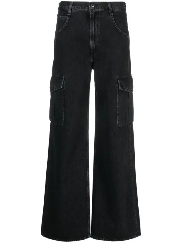 AGOLDE Mid-rise Wide-leg Jeans - Black
