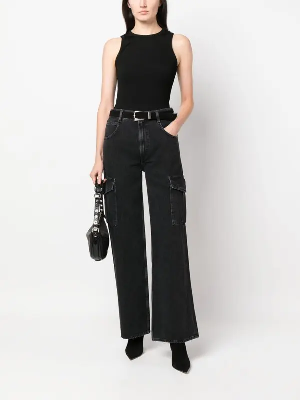 AGOLDE Mid-rise Wide-leg Jeans - Black