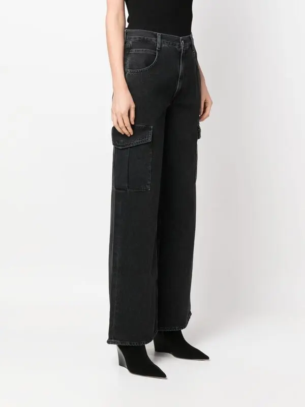 AGOLDE Mid-rise Wide-leg Jeans - Black