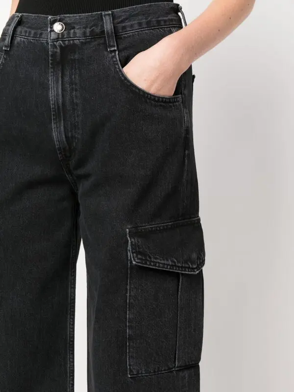 AGOLDE Mid-rise Wide-leg Jeans - Black