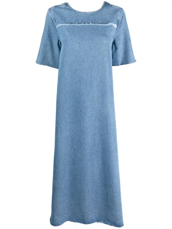 knee length dresses for ladies Ganni LIGHT WEIGHT DENIM MIDI DRESS, Tint Wash – Beamhill