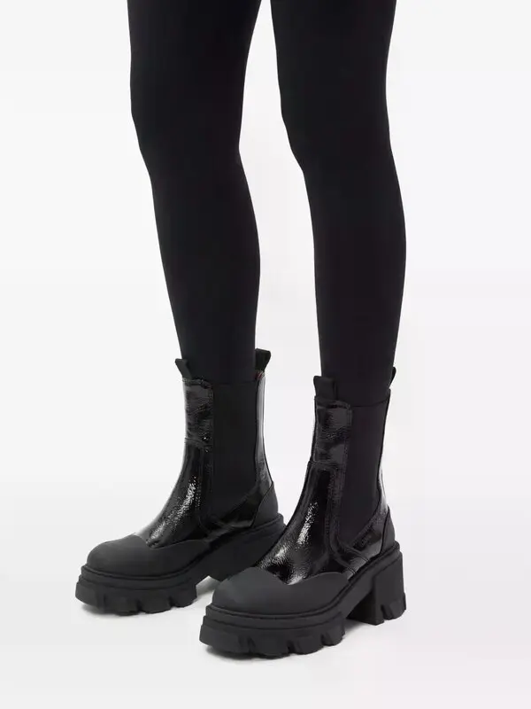 GANNI Logo-embossed Panelled Chelsea Boots - Black