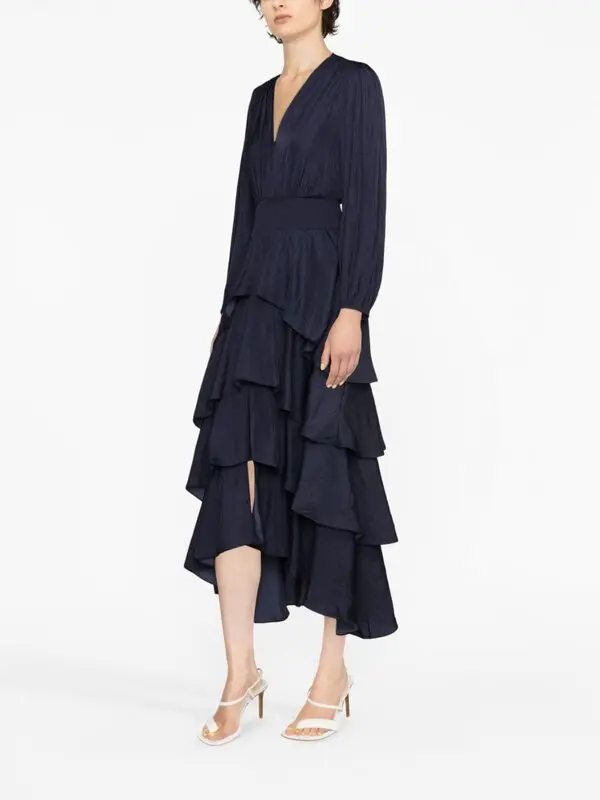 Maje Ruffled Midi Dress - Blue