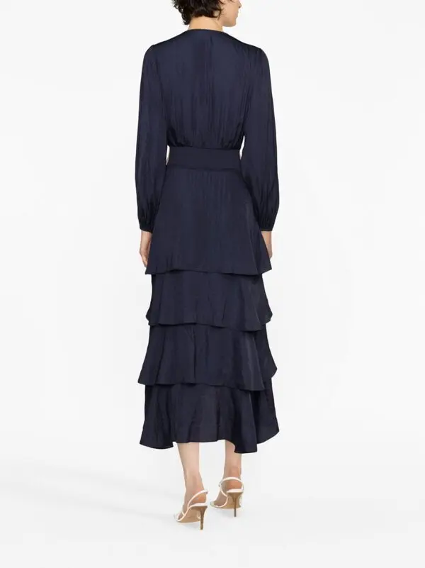 Maje Ruffled Midi Dress - Blue