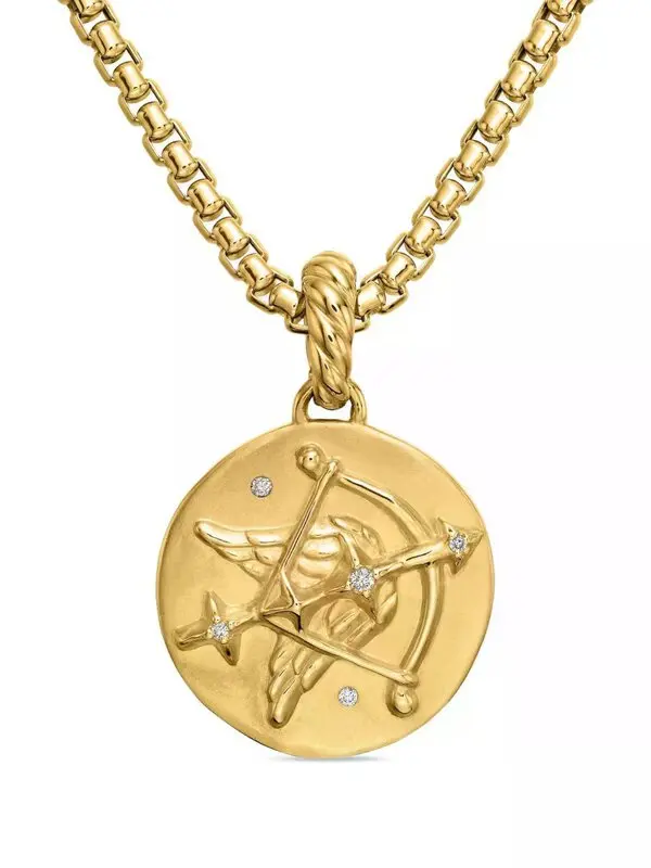 David Yurman 18kt Yellow Sagittarius Diamond Amulet Pendant - Gold