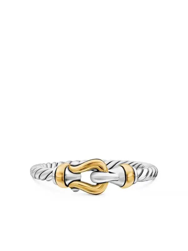 David Yurman 18kt Yellow Gold And Sterling Petite Buckle Ring - Silver