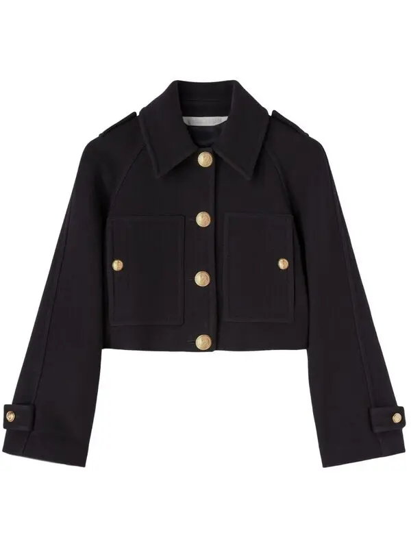 Palm Angels Virgin-wool Blend Cropped Coat - Blue