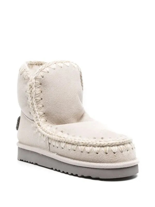 Mou Whipstitch-detail Sheepskin Boots - Neutrals