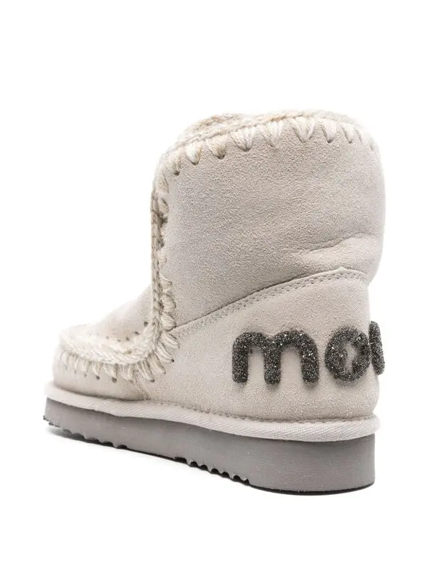 Mou Whipstitch-detail Sheepskin Boots - Neutrals