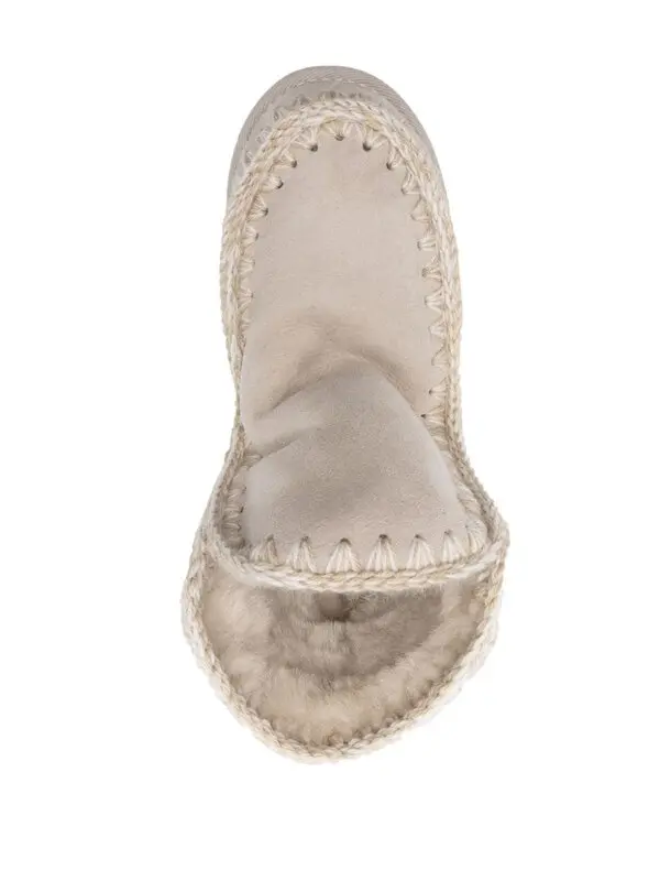 Mou Whipstitch-detail Sheepskin Boots - Neutrals