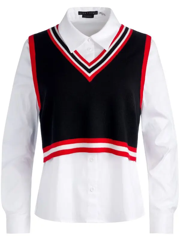 Alice + Olivia Orly Striped Wool-blend Vest