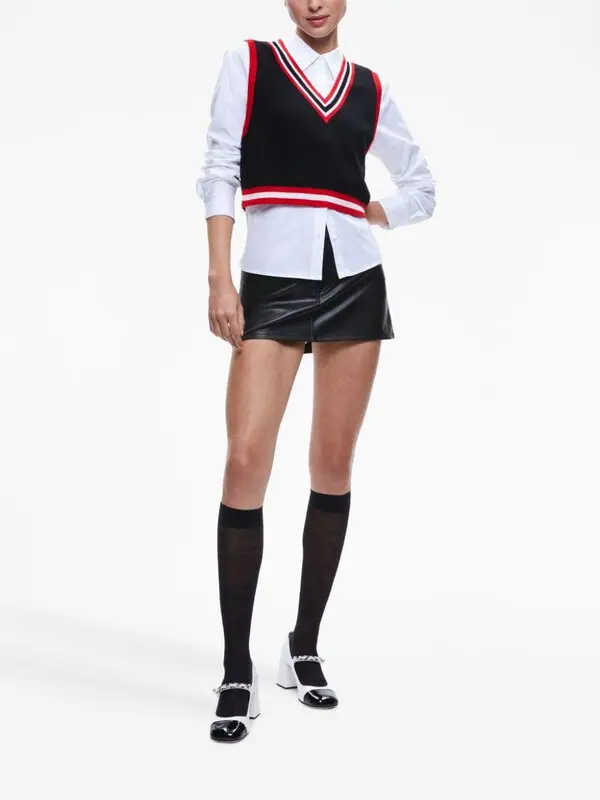 Alice + Olivia Orly Striped Wool-blend Vest