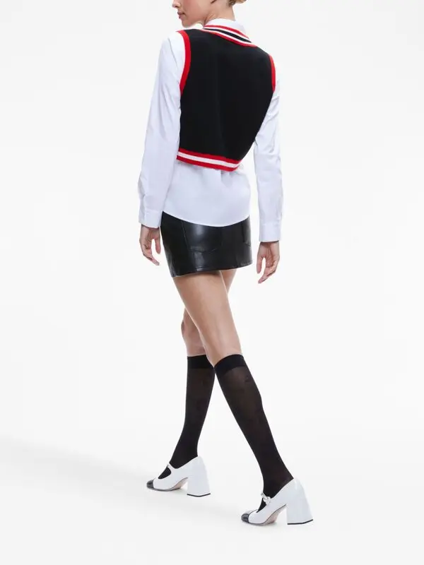 Alice + Olivia Orly Striped Wool-blend Vest