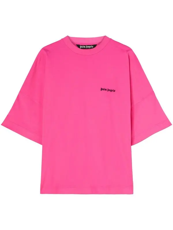 Palm Angels Embroidered-logo Crew-neck T-shirt - Pink