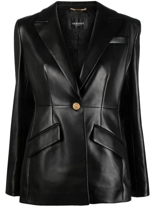 Versace Single-breasted Leather Blazer