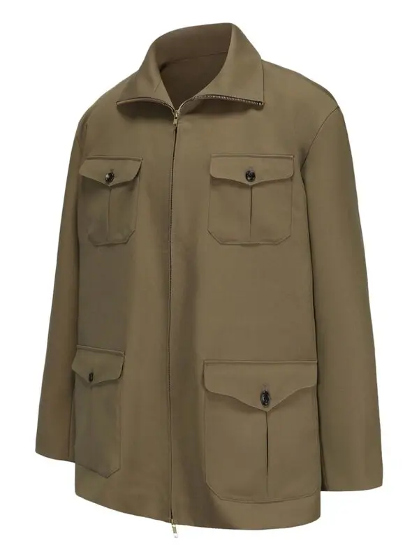 Shanghai Tang Technical Wool Jacket With Spread Collar