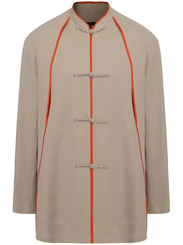 Shanghai Tang Khaki Wool Piped-trim Tang Jacket - Neutrals